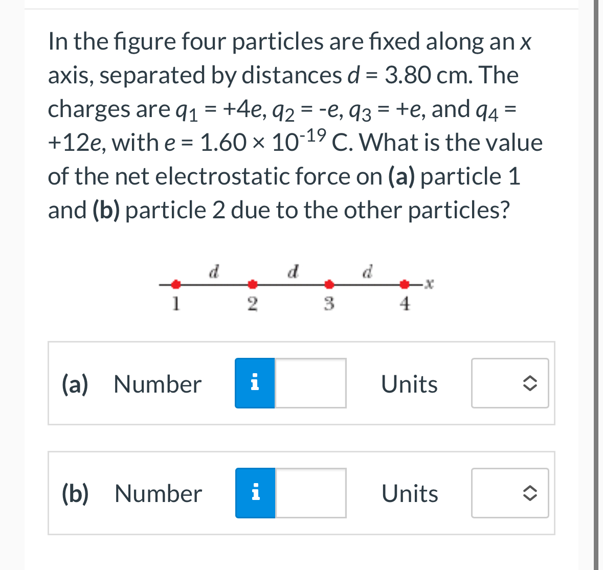 Solved In the figure four particles are fixed along an x | Chegg.com