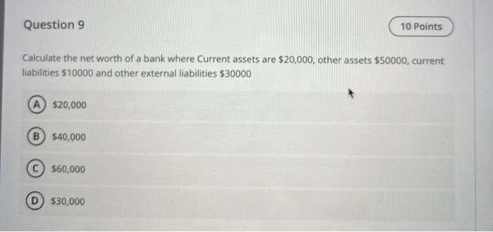 Solved Calculate the net worth of a bank where Current | Chegg.com