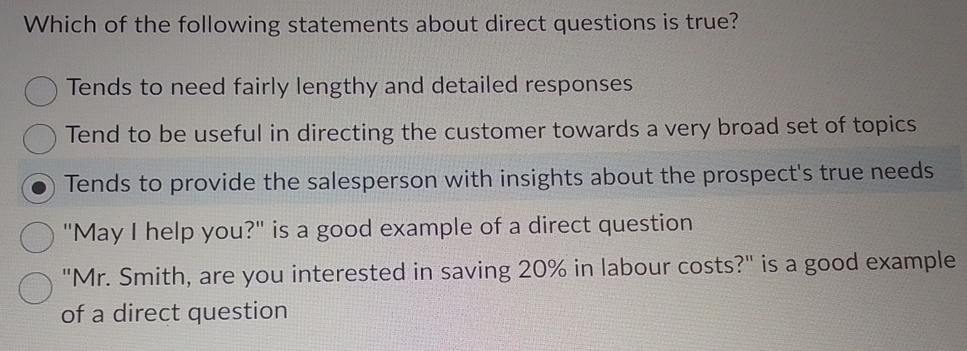 Solved Which of the following statements about direct | Chegg.com