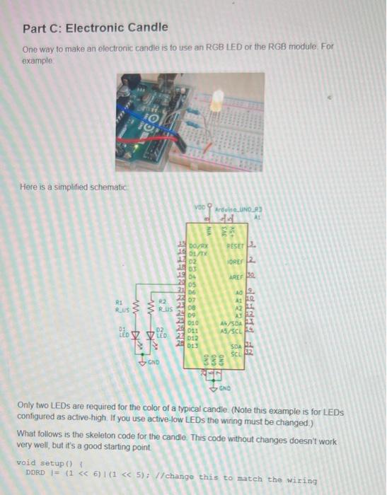 Solved Part C: Electronic Candle One way to make an | Chegg.com