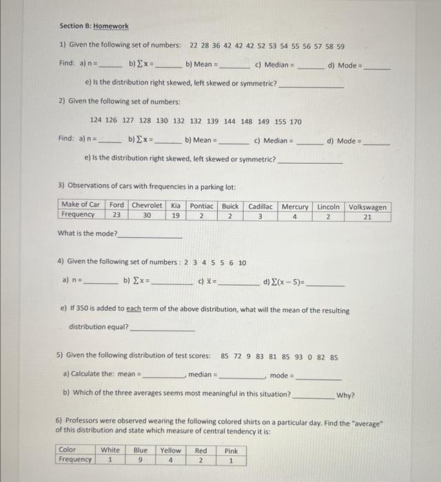 Solved 1) Given the following set of numbers: | Chegg.com
