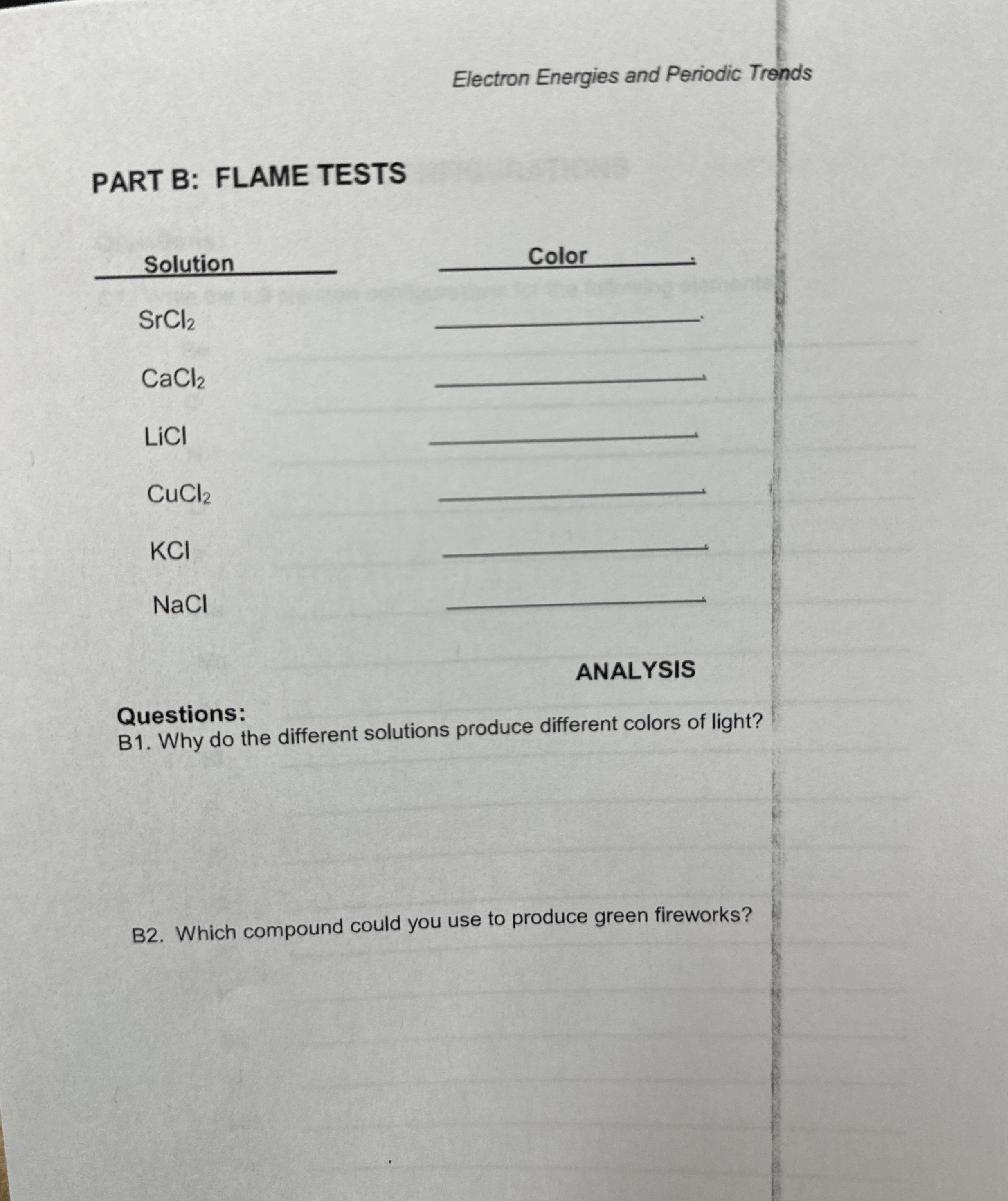 Solved Electron Energies and Periodic TrendsPART B: FLAME | Chegg.com