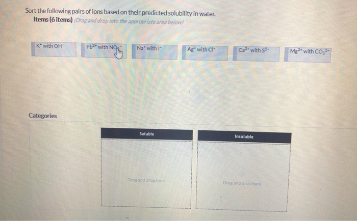 Solved Sort the following pairs of ions based on their | Chegg.com