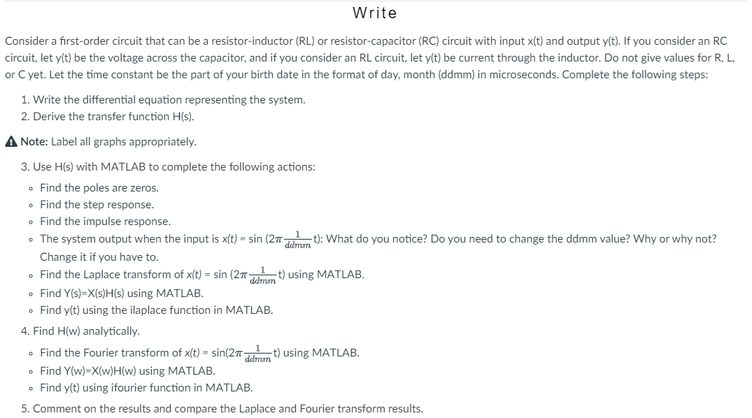 Solved Help with lab report for signals and systems Please. | Chegg.com