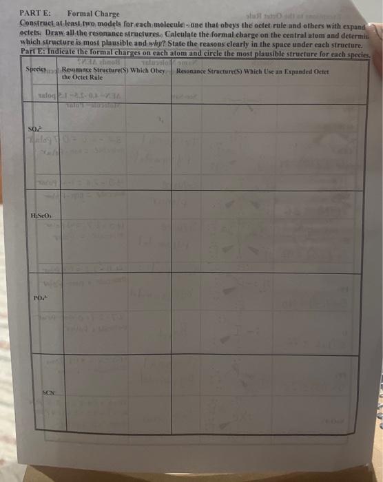 Solved PART E: Formal Charge Construct at deast two models | Chegg.com