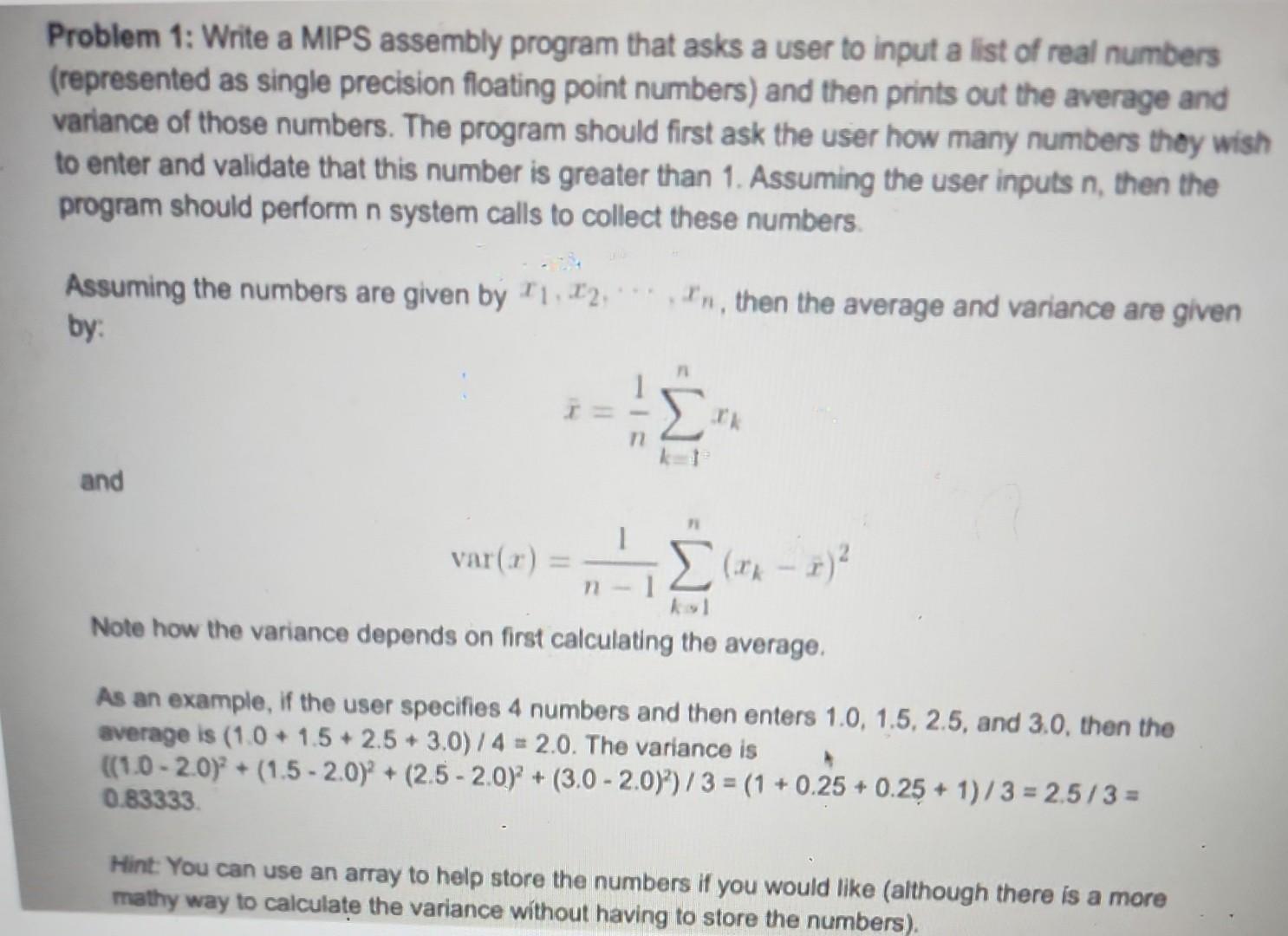 Solved Problem 1: Write a MIPS assembly program that asks a | Chegg.com Solved Problem 1: Write a MIPS assembly program that asks a | Chegg.com
