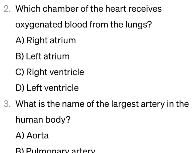 Solved Which chamber of the heart receives oxygenated blood | Chegg.com