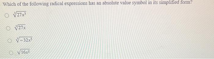 Solved Which of the following radical expressions has an | Chegg.com