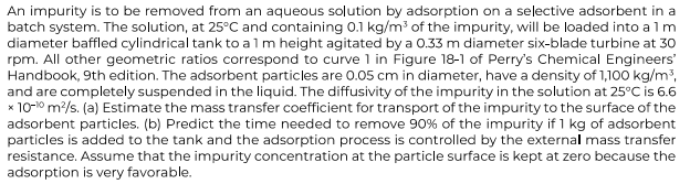 Solved An impurity is to be removed from an aqueous solution | Chegg.com