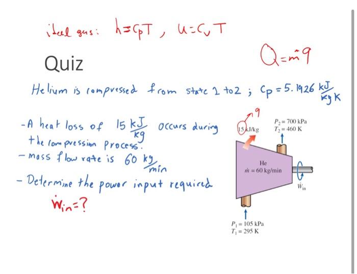Solved ital gus: h=CpT,u=CvT Quiz Helium is compressed from | Chegg.com