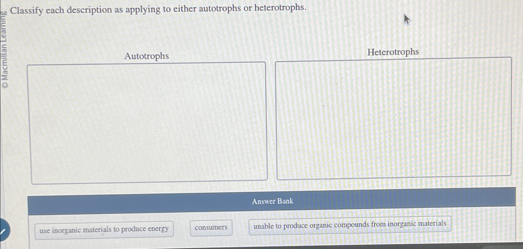 Solved Classify each description as applying to either | Chegg.com