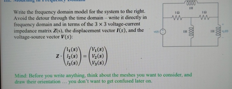 Solved Write the frequency domain model for the system to | Chegg.com