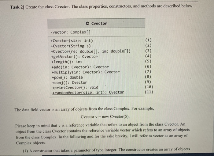 Solved Task 2 Create the class Cvector. The class | Chegg.com