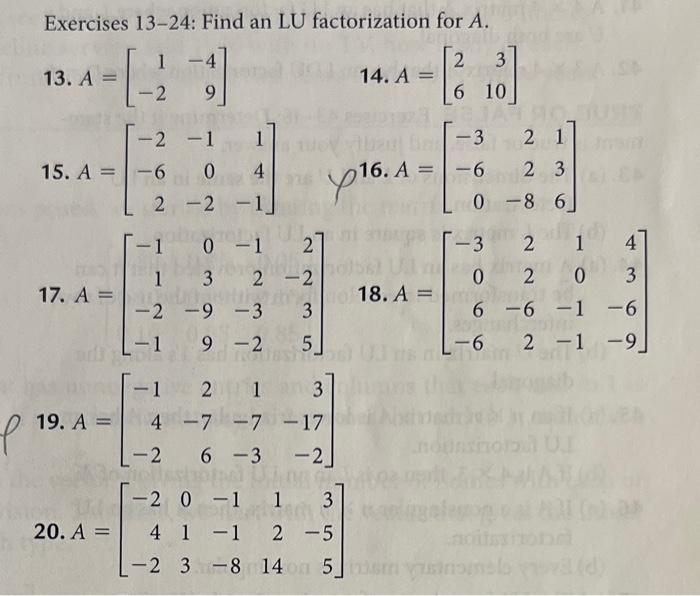 Solved Exercises 13-24: Find an LU factorization for A. 13. | Chegg.com