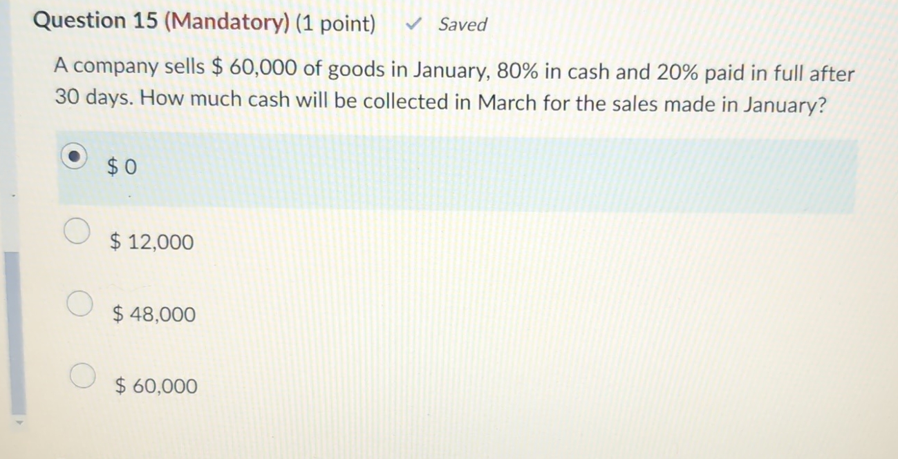 Solved Question 15 (Mandatory) (1 point) SavedA company | Chegg.com Solved Question 15 (Mandatory) (1 point) SavedA company | Chegg.com