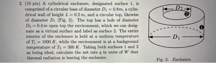 Solved 2. (10 pts) A cylindrical enclosure, designated | Chegg.com