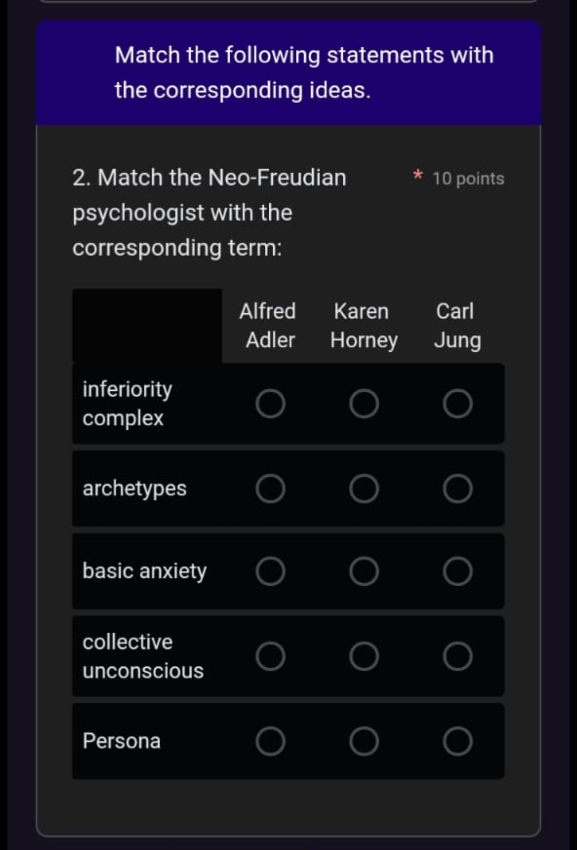 Solved Match the following statements with the corresponding | Chegg.com