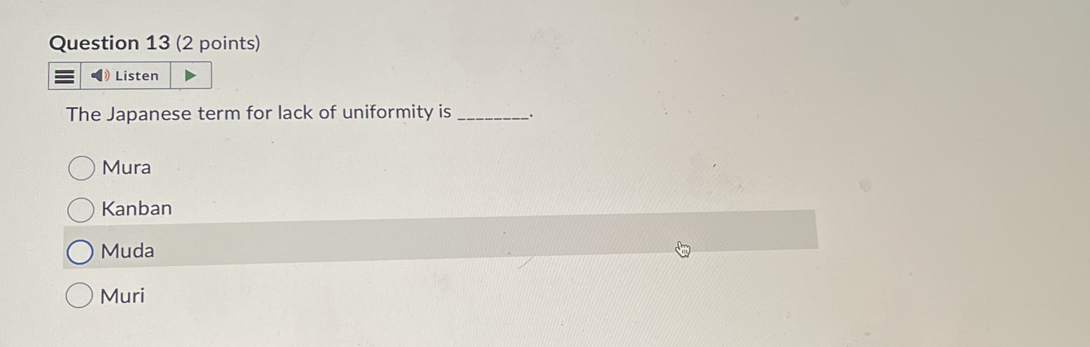 Solved Question 13 (2 ﻿points)The Japanese term for lack of | Chegg.com