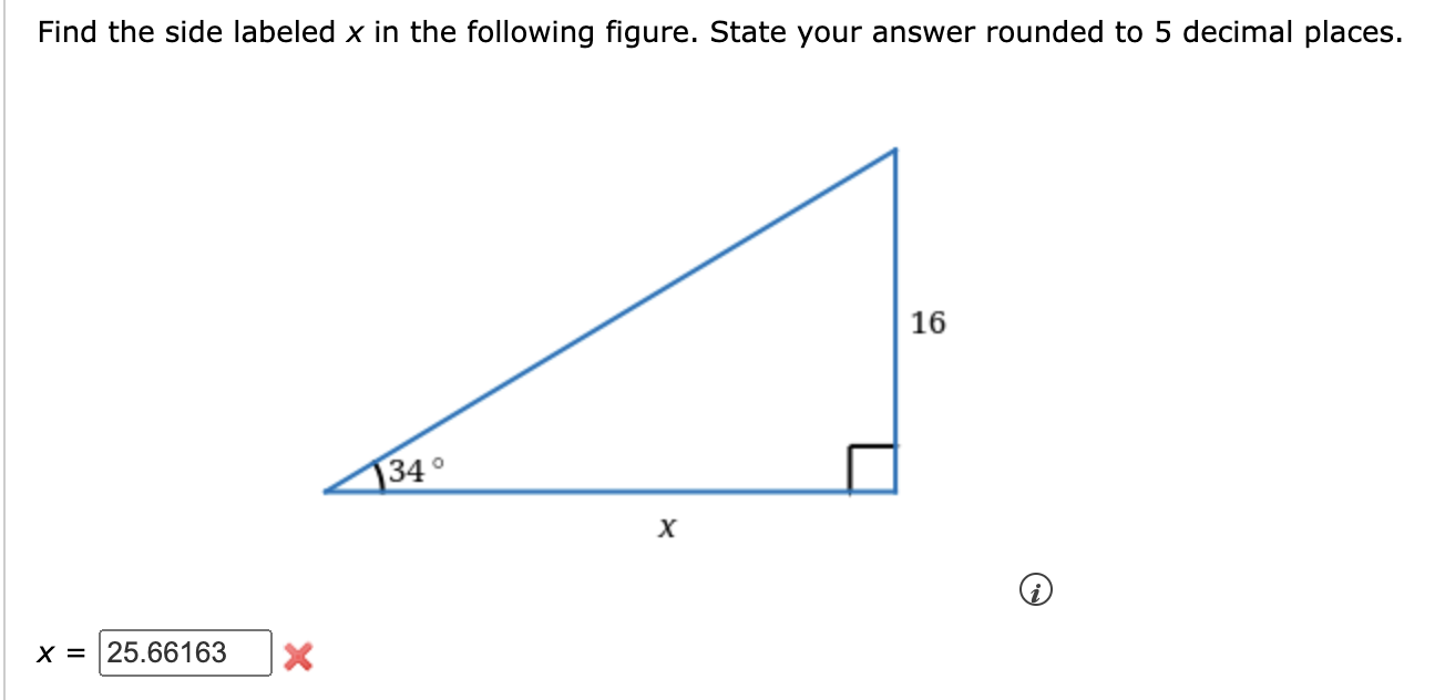Solved 1. ﻿Find the side labeled x ﻿in the following figure. | Chegg.com