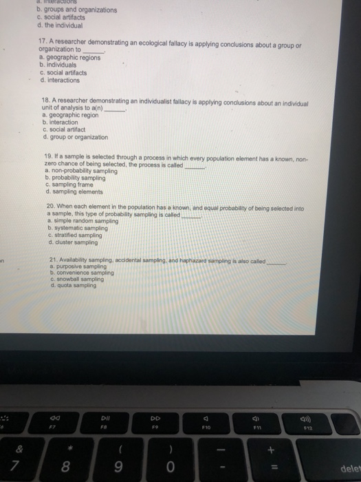 Solved drons b. groups and organizations c. social artifacts | Chegg.com