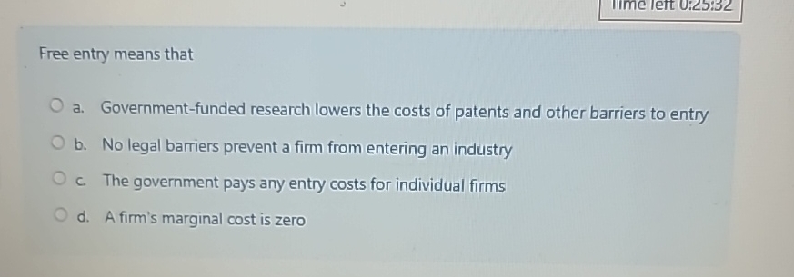 Solved Free entry means thata. ﻿Government-funded research | Chegg.com