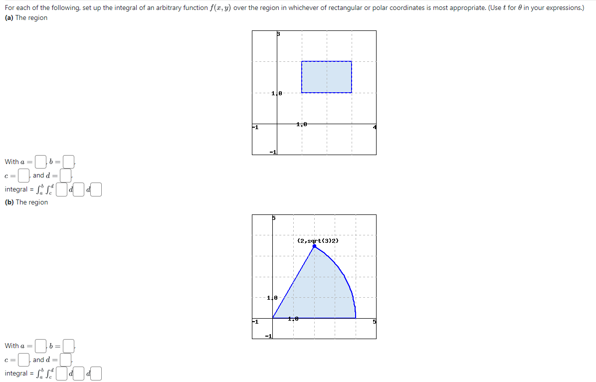Solved For each of the following, set up the integral of an | Chegg.com