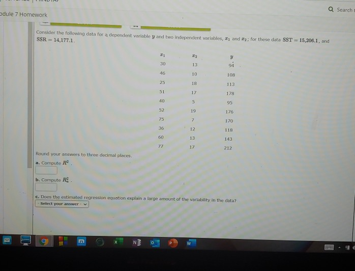 Solved Q Search dule 7 Homework Consider the following data | Chegg.com