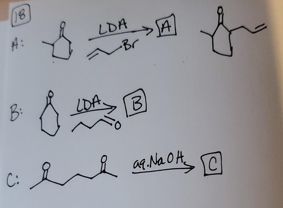 Solved 08 LDA A A: -Br B: LDA e 요 aq. Na ott, o C: | Chegg.com