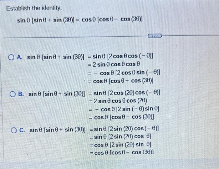 Solved Establish the identity. | Chegg.com