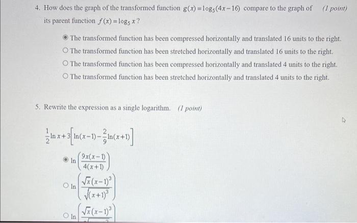 Solved 4. How does the graph of the transformed function | Chegg.com