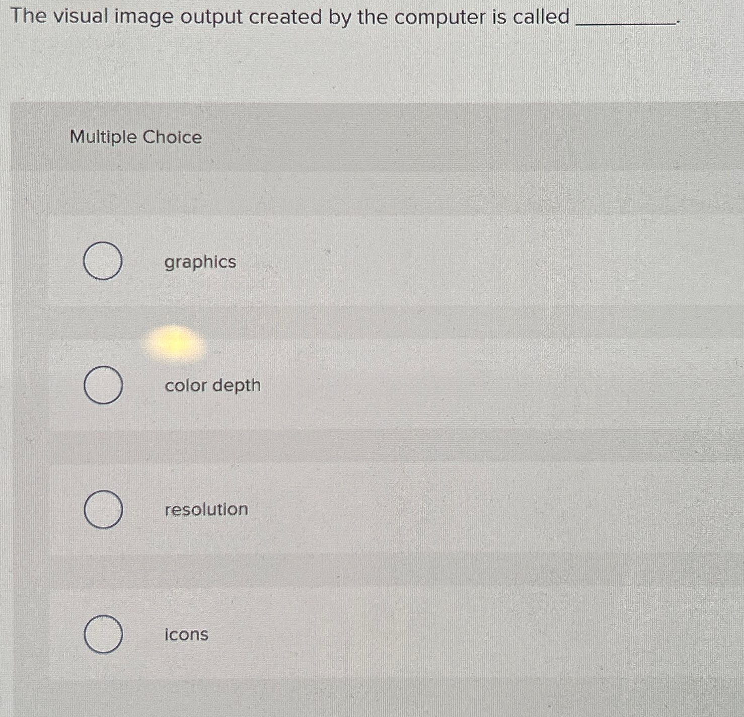 Solved The visual image output created by the computer is | Chegg.com