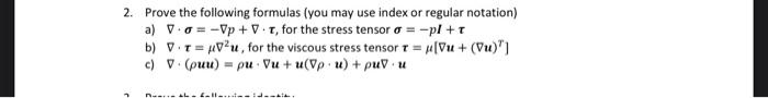 Solved 2. Prove the following formulas (you may use index or | Chegg.com