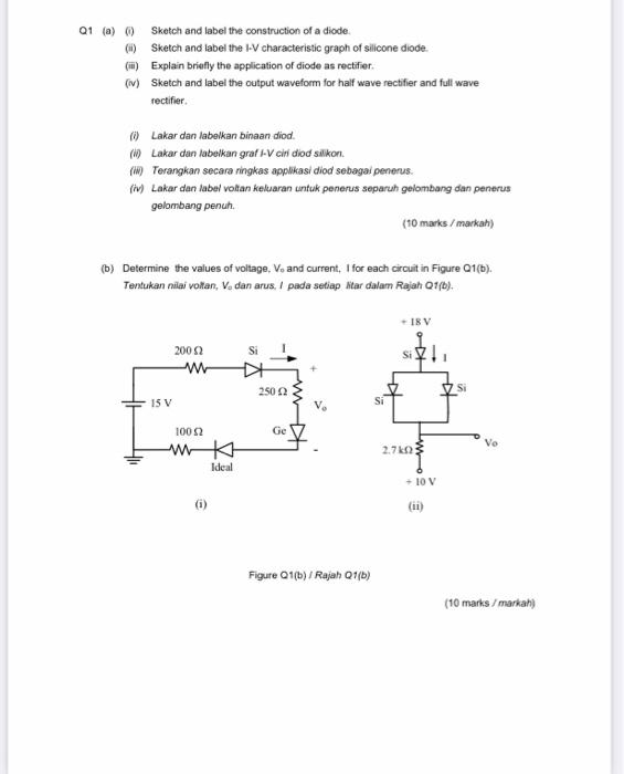 Solved Q1 (a) Sketch and label the construction of a diode ) | Chegg.com