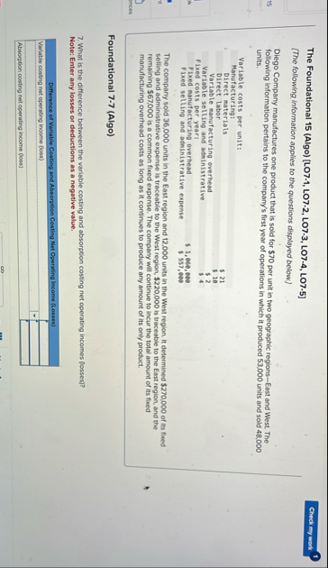 Solved The Foundational 15 (Algo) [LO7-1, ﻿LO7-2, ﻿LO7-3, | Chegg.com