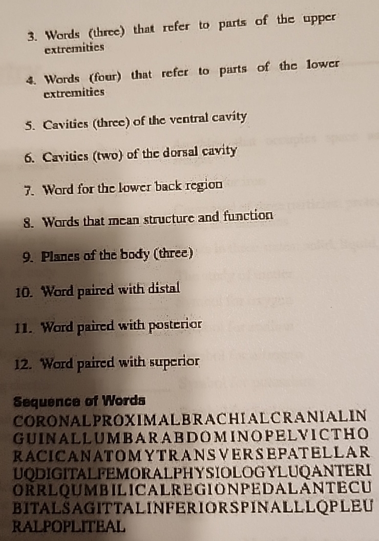 Solved Words (three) ﻿that refer to parts of the upper | Chegg.com
