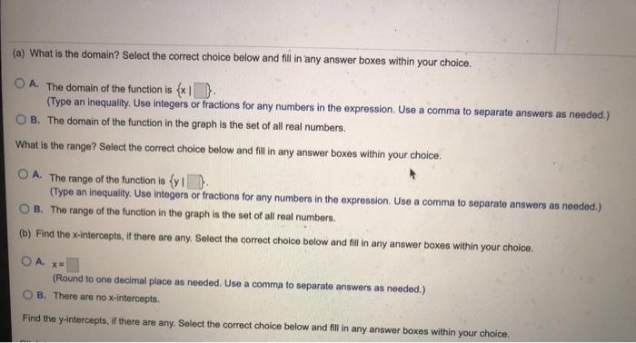 Solved (a) What is the domain? Select the correct choice | Chegg.com