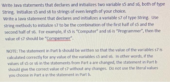 Solved Write Java statements that declares and initializes | Chegg.com