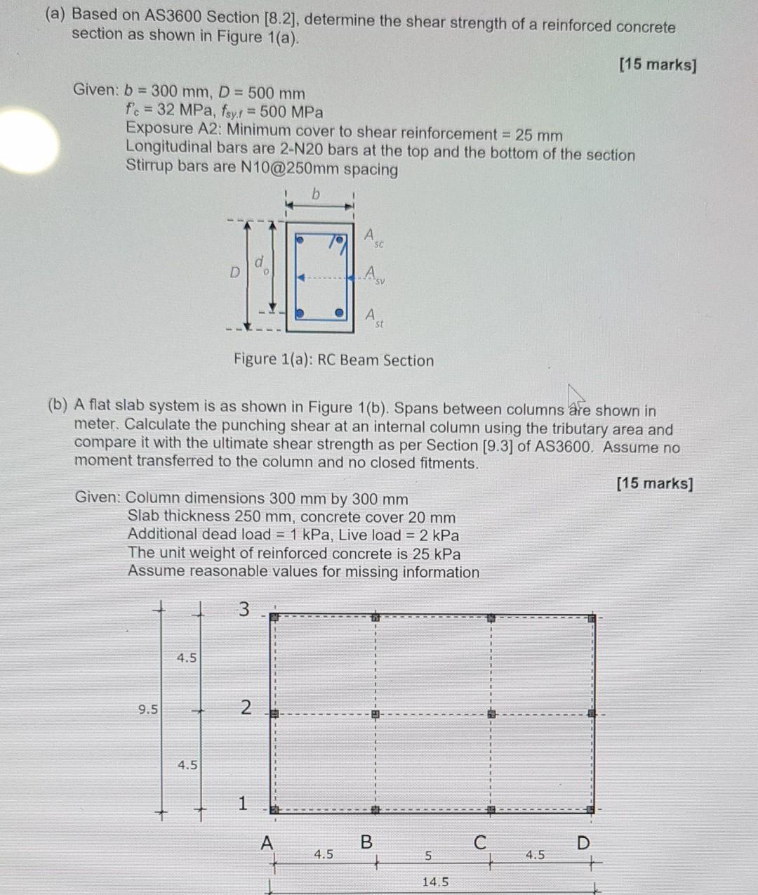 Solved (a) Based on AS3600 Section [8.2], determine the | Chegg.com