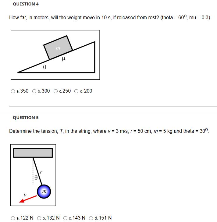 Solved QUESTION 4How far, in meters, will the weight move in | Chegg.com
