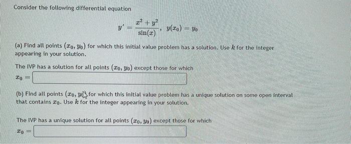Solved Consider the following differential equation | Chegg.com