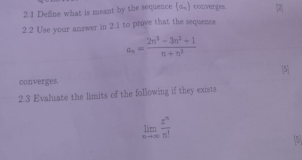 Solved 2.1 ﻿Define what is meant by the sequence {an} | Chegg.com