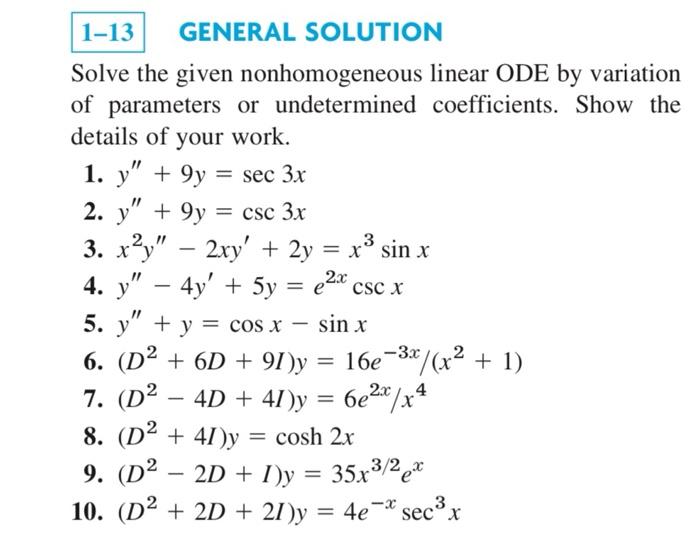 Solved Solve the given nonhomogeneous linear ODE by | Chegg.com