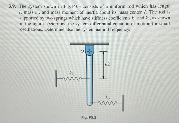 Solved 3.9. The system shown in Fig. P3.3 consists of a | Chegg.com
