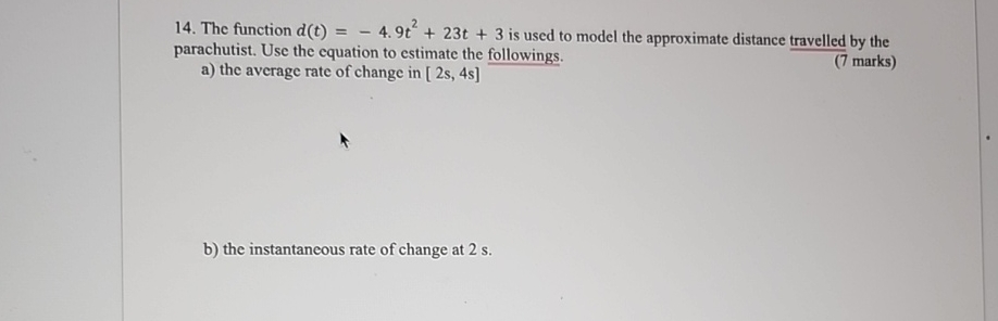 Solved The function d(t)=-4.9t2+23t+3 ﻿is used to model the | Chegg.com