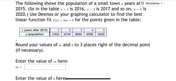 Solved Use Desmos or your graphing calculator to find the | Chegg.com