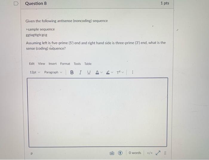 Given the following antisense (noncoding) sequence | Chegg.com