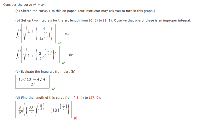 Solved Consider the curve y3=x2.(a) ﻿Sketch the curve. (Do | Chegg.com