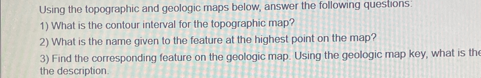 Solved Using the topographic and geologic maps below, answer | Chegg.com