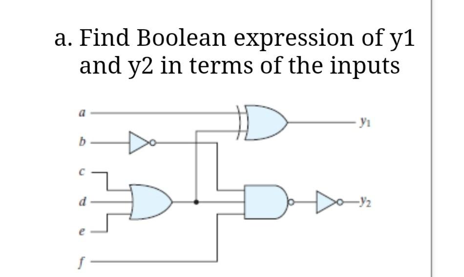 Solved a. Find Boolean expression of y1 and y2 in terms of | Chegg.com