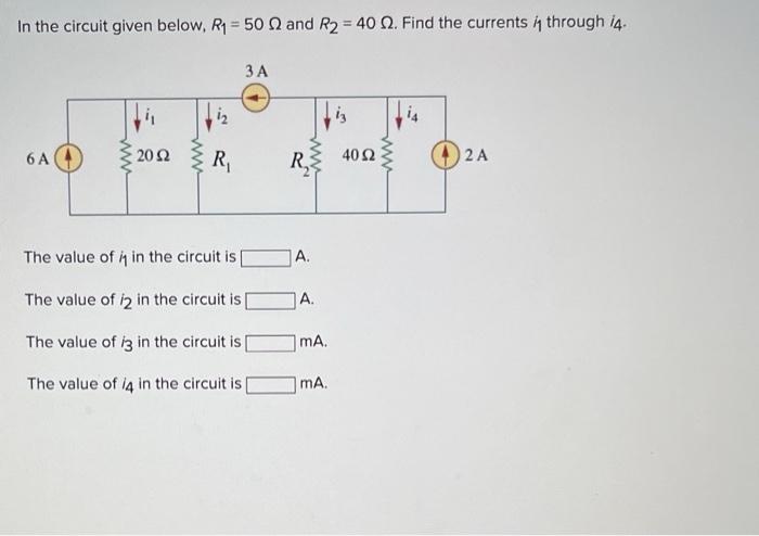 Solved In the circuit given below, R1=50Ω and R2=40Ω. Find | Chegg.com